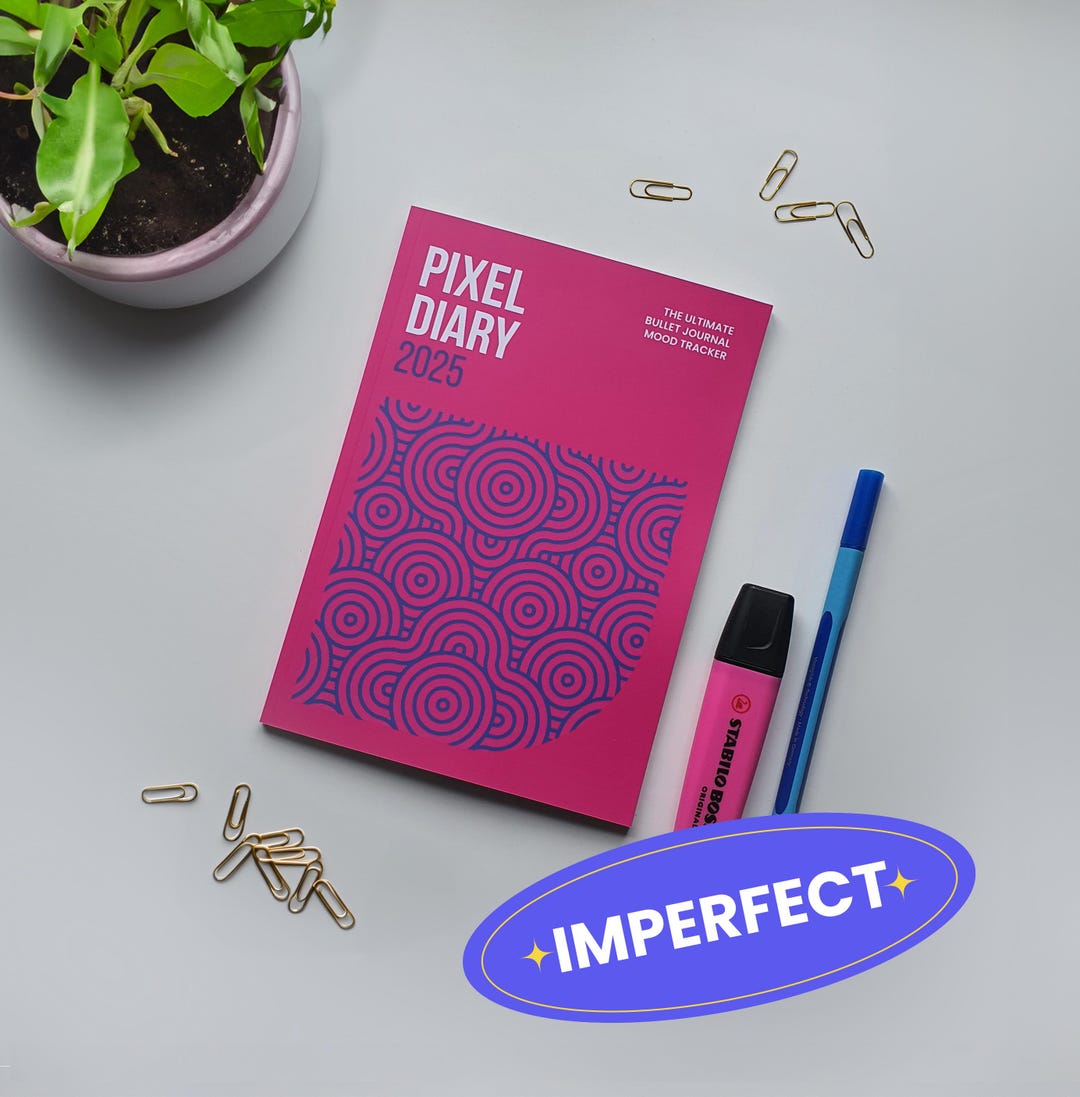 IMPERFECT PINK Pixel Diary, A Year in Pixels Tracker, Bullet Journal ...