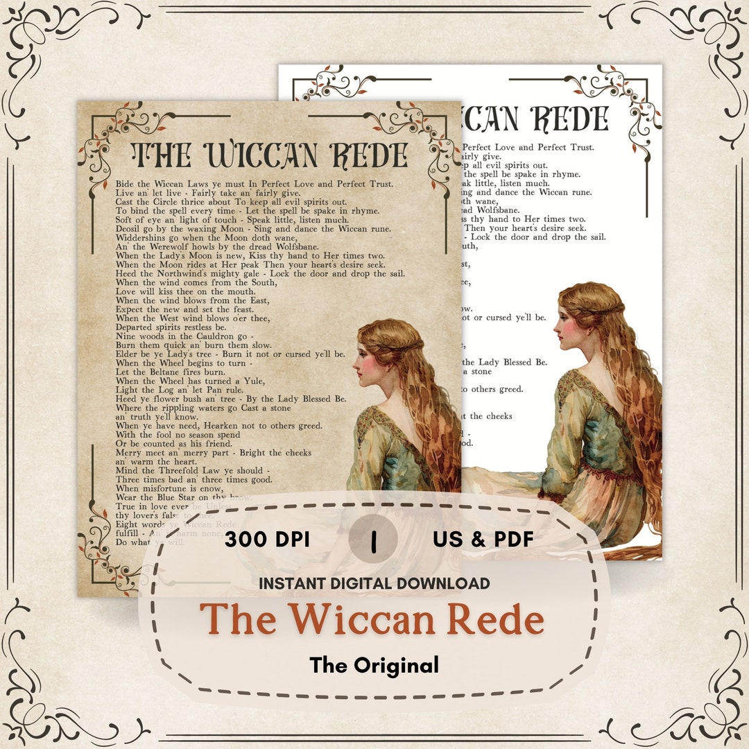 Wiccan Rede, Instant DIGITAL DOWNLOAD, Printable Grimoire or Book of ...