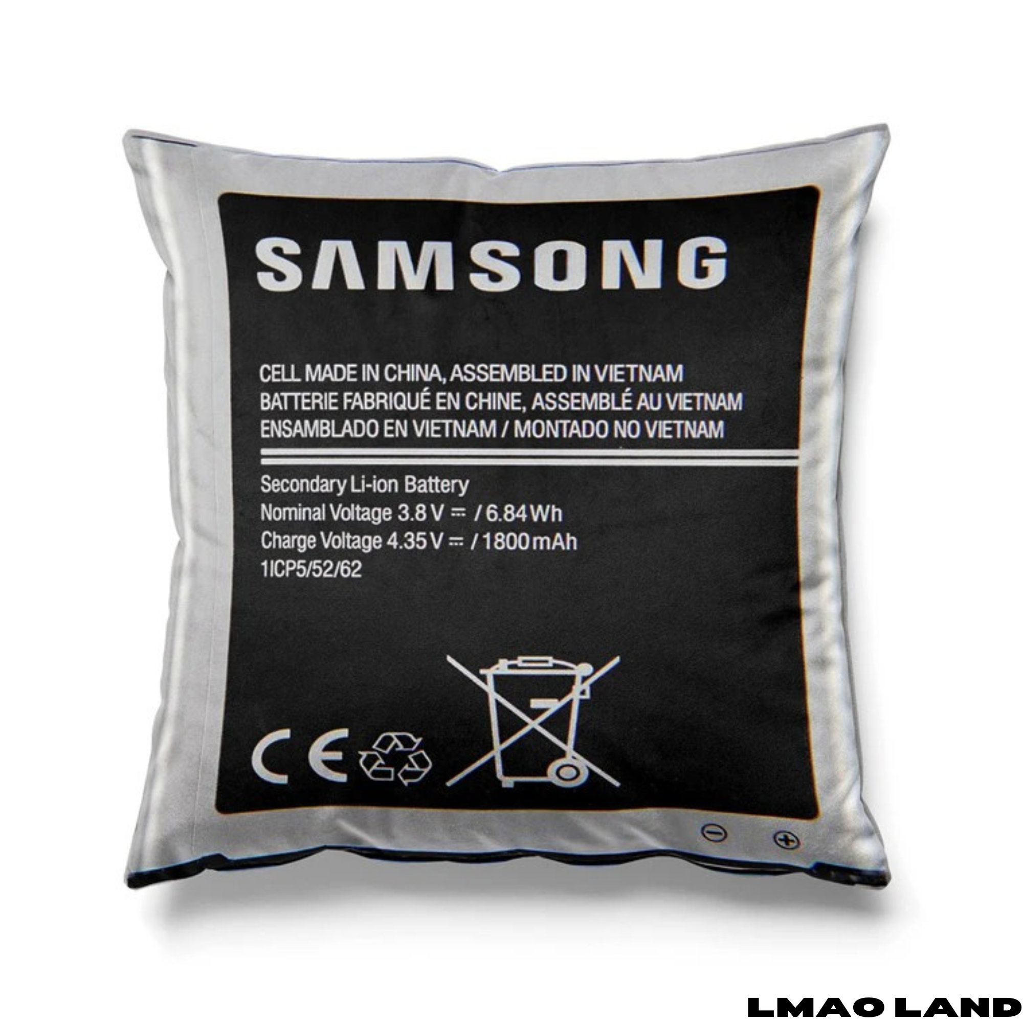 Samsong Exploding Battery Pillow Cover Funny Pillows Explosive Battery ...