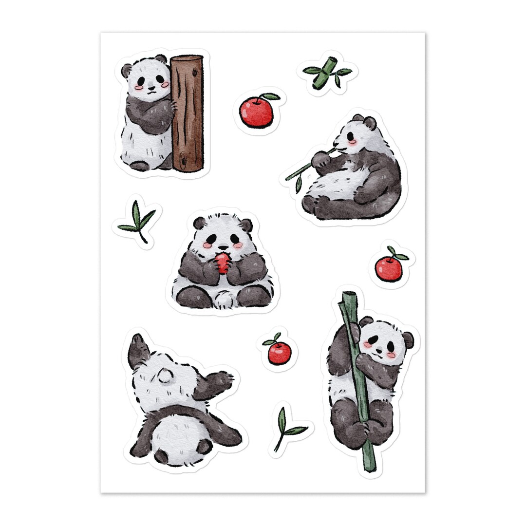 Hand Drawn Panda Sticker Sheet, Pet Sticker, Panda Sticker, Animal ...
