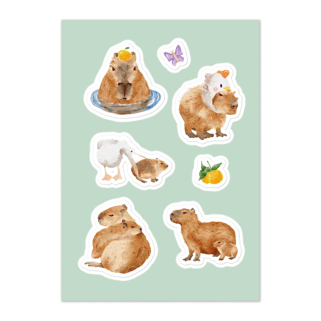 Hand Drawn Capybara Sticker Sheet, Pet Sticker, Dog Sticker, Cat ...