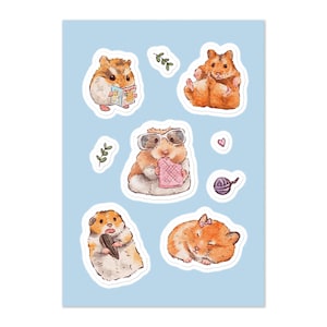 Hand Drawn Hamster Sticker Sheet 2, Pet Sticker, Hamster Sticker ...