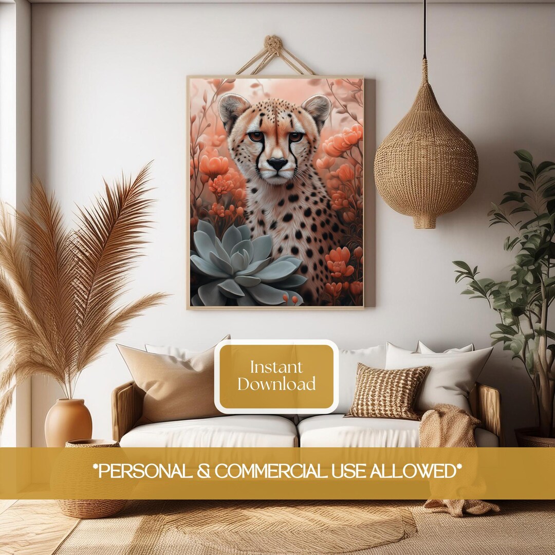 Preppy Cheetah Wall Art Cheetah Printable Wall Decor Pink Cheetah Art ...