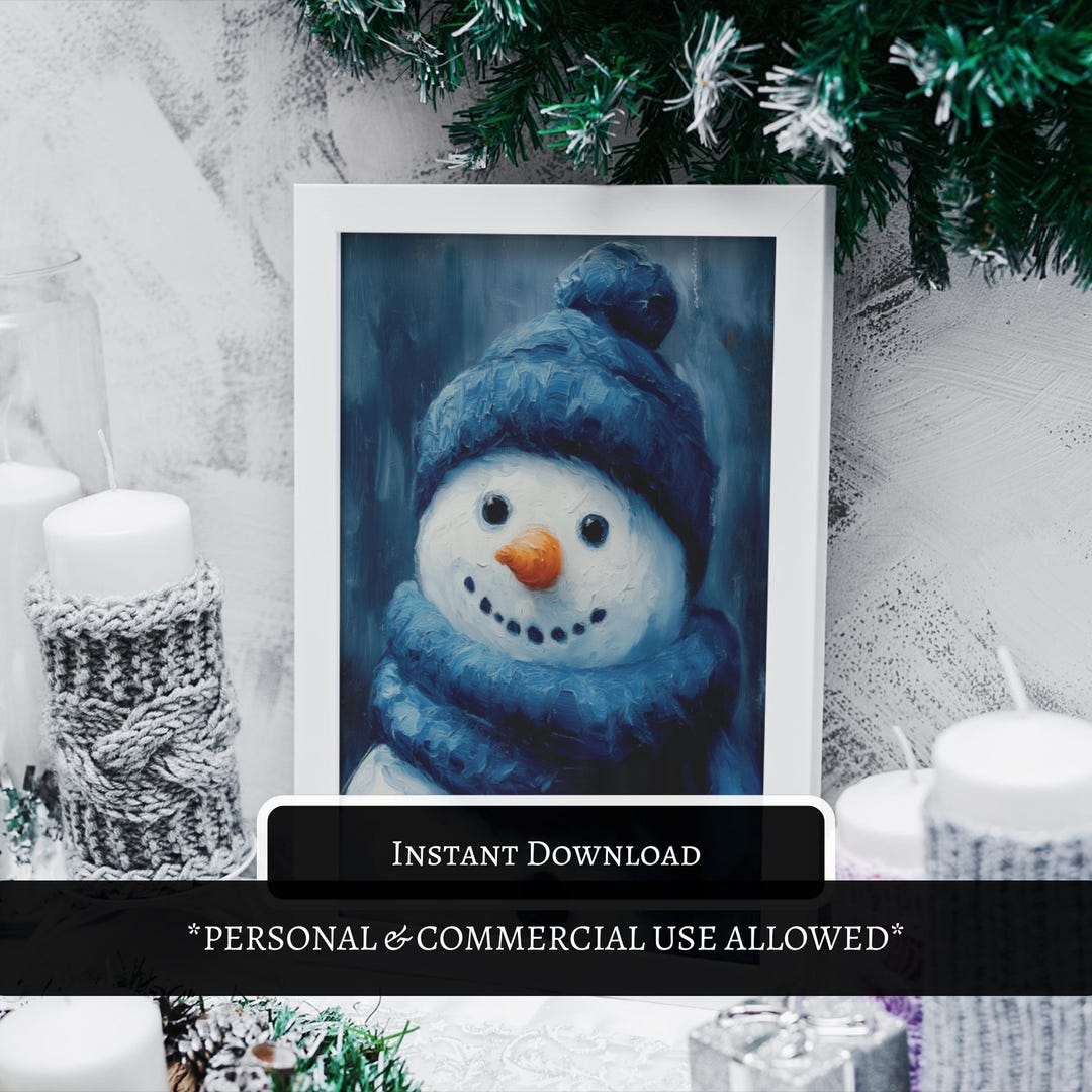 Snowman Decor Printable Wall Art Snowman Wall Print Snowman Christmas ...