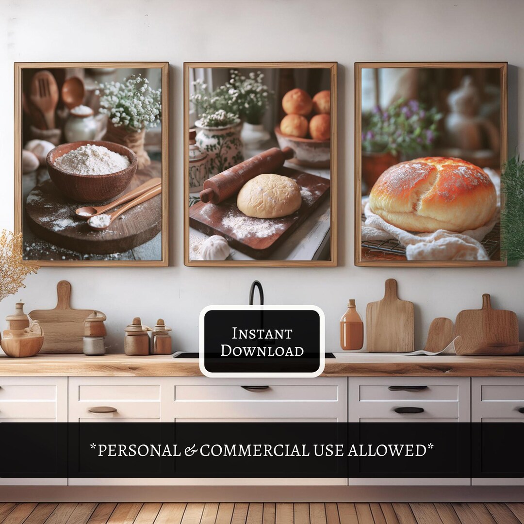 Printable Wall Art Bakery Set of 3 Baking Wall Art Prints Set Digital ...