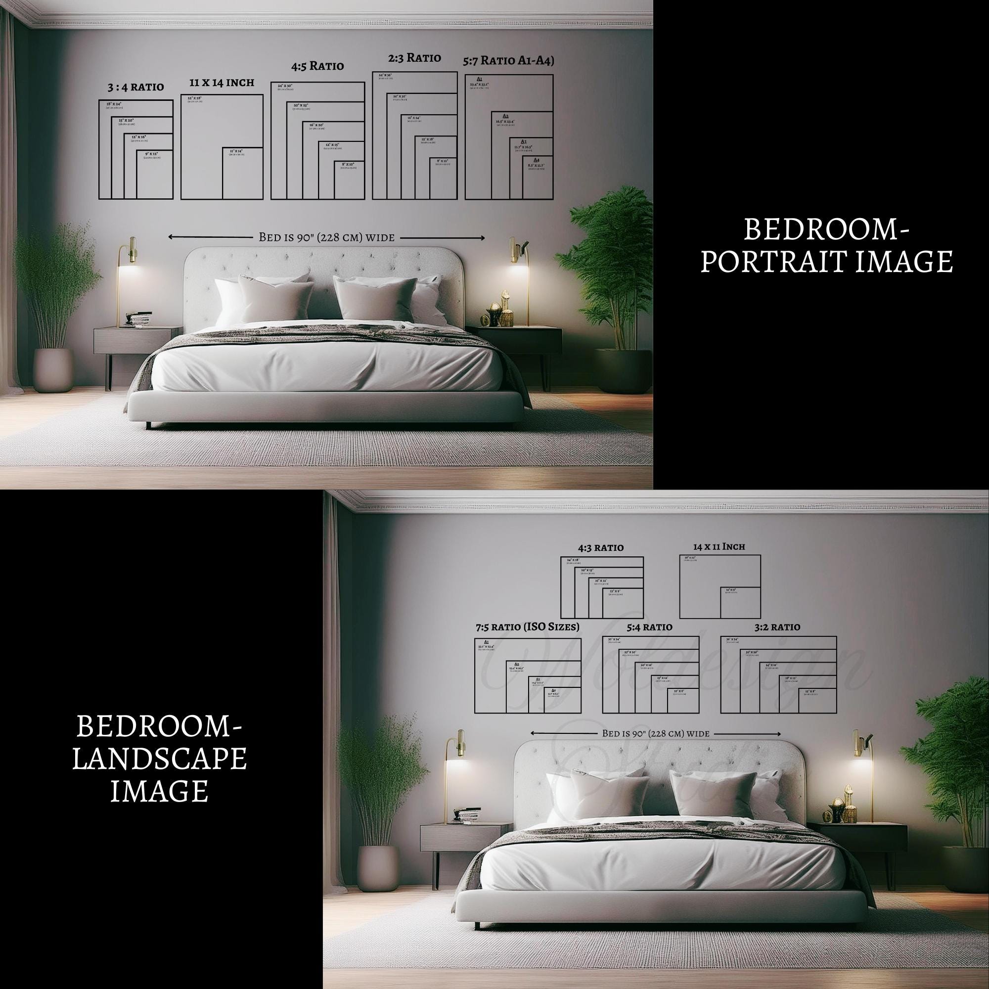 Buy Poster Size Chart Wall Art Size Guide Horizontal Frame Size Mockup ...