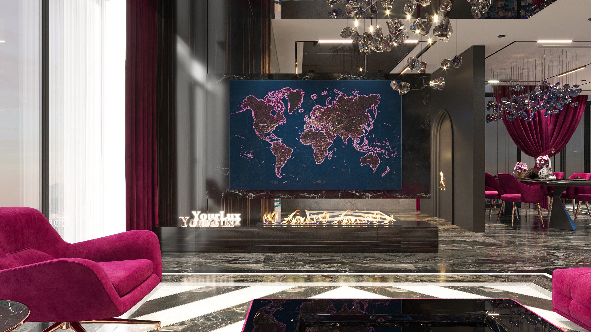 Acrylic Glass World Map Luxury World Map Digital Wall Art High - Etsy