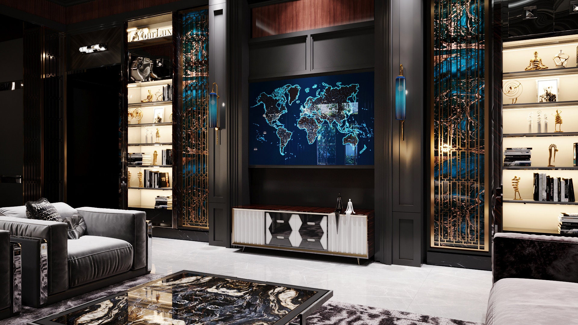 Acrylic Glass World Map Luxury World Map Digital Wall Art High - Etsy