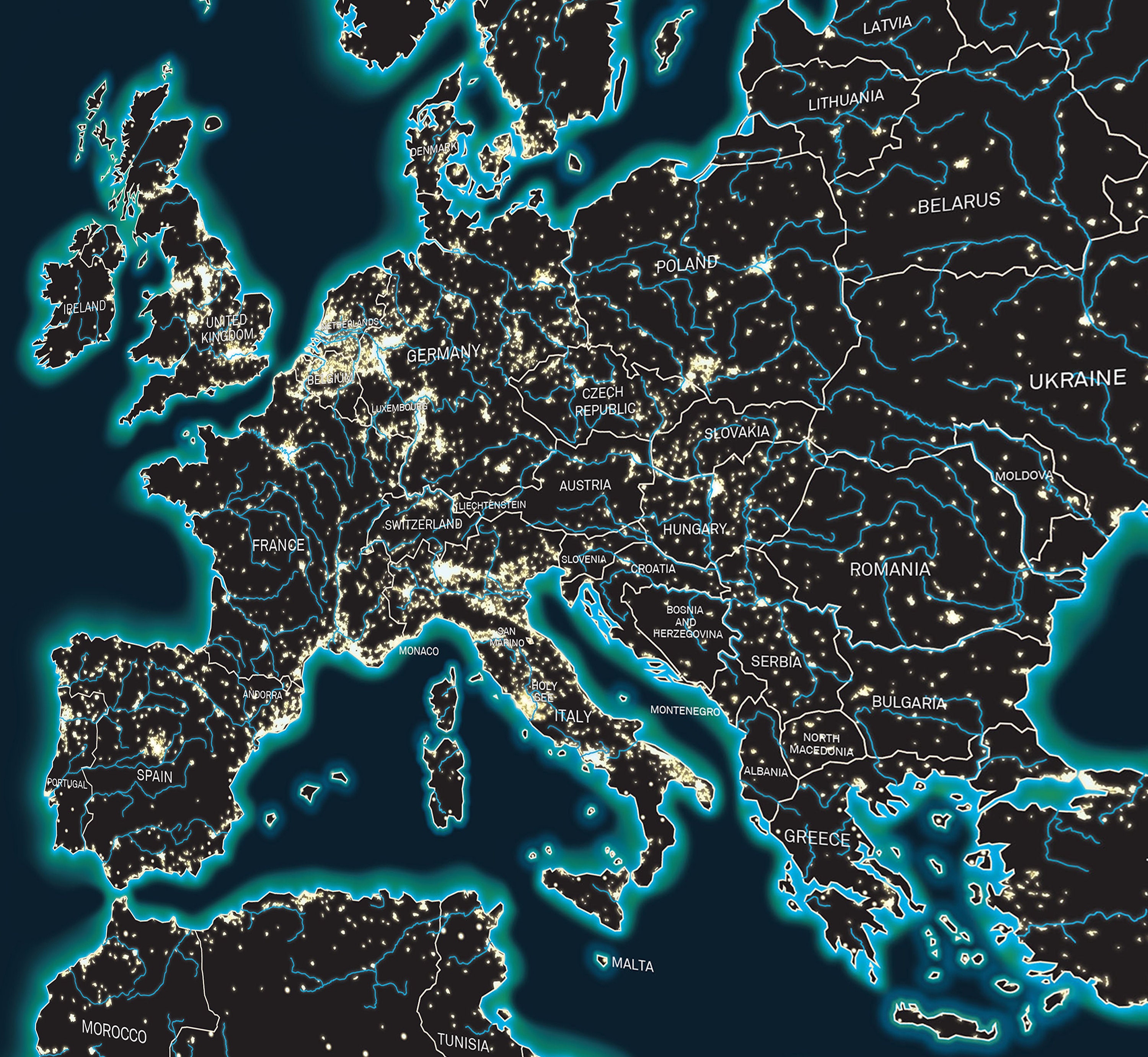 Acrylic Glass World Map Luxury World Map Digital Wall Art High - Etsy