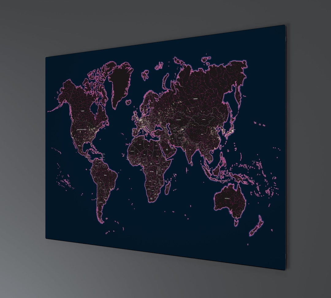 Acrylic Glass World Map Luxury World Map Digital Wall Art High - Etsy