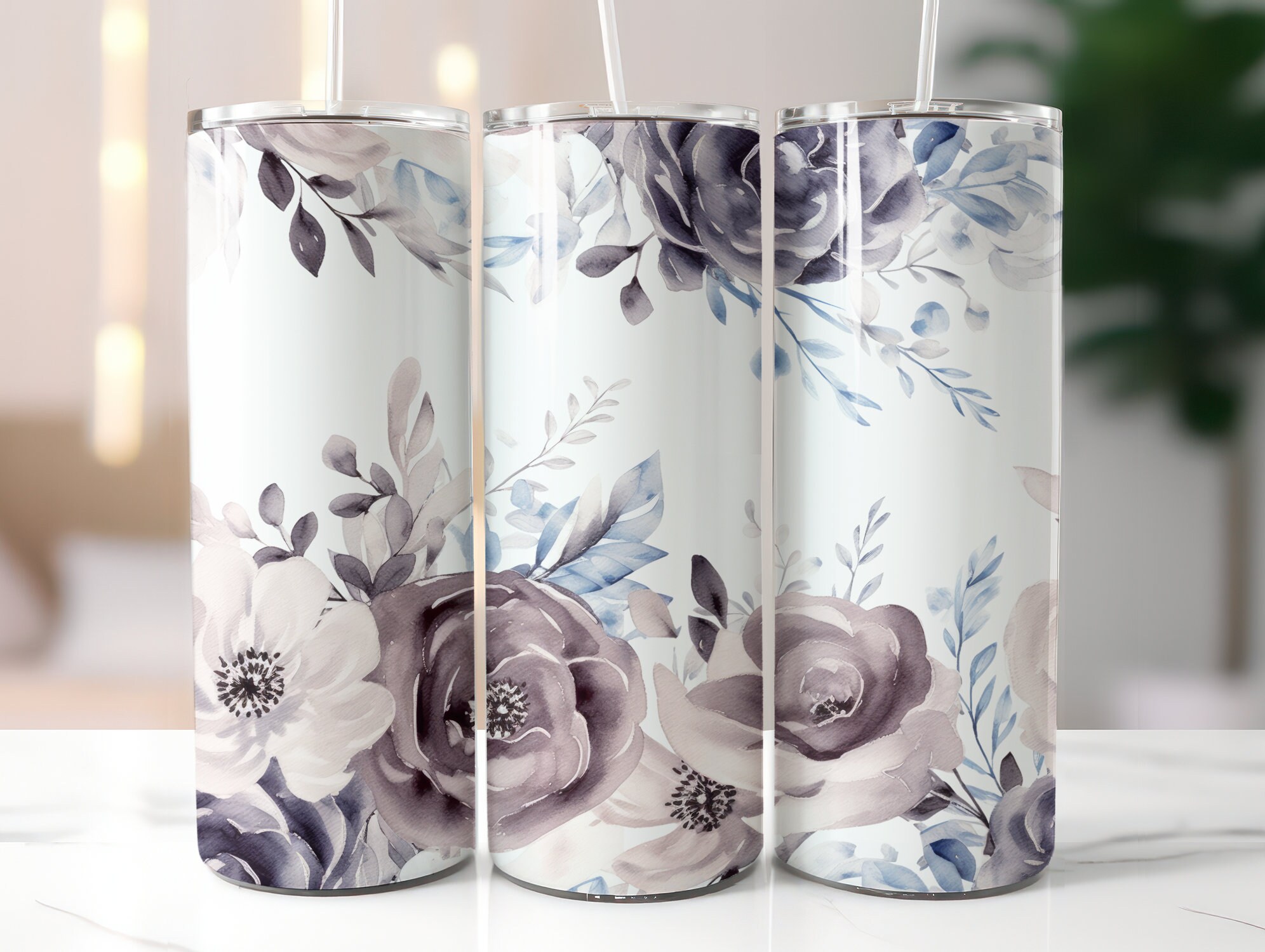 Seamless Dusty Blue Tumbler Wrap, Instant Digital Download, 300 DPI PNG ...