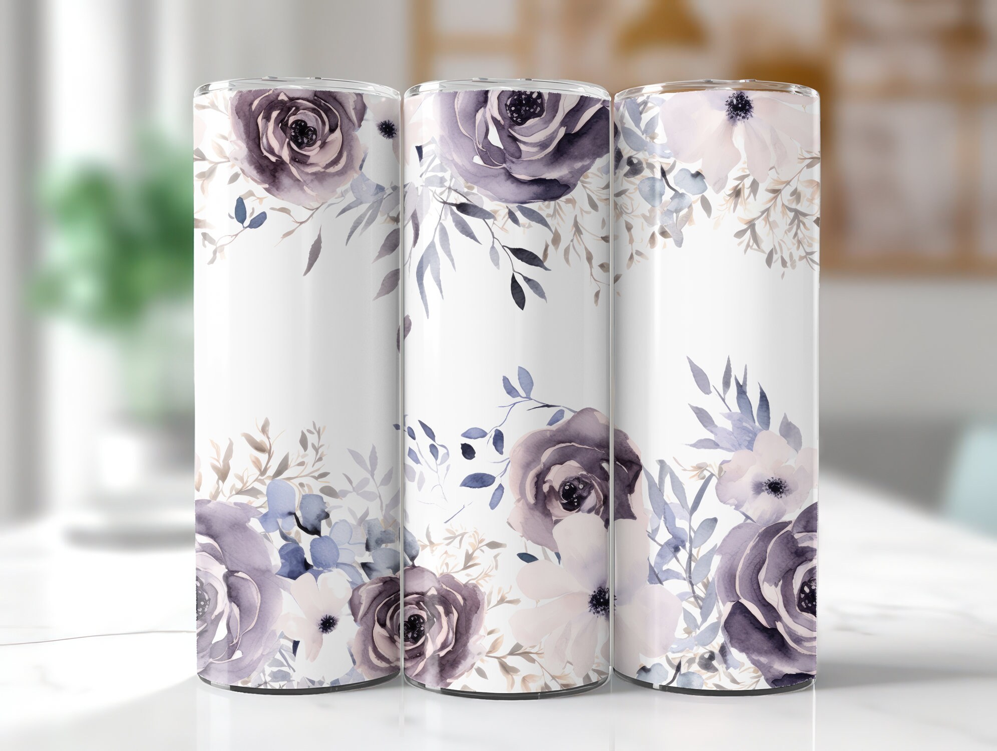 Seamless Dusty Blue Tumbler Wrap, Instant Digital Download, 300 DPI PNG ...
