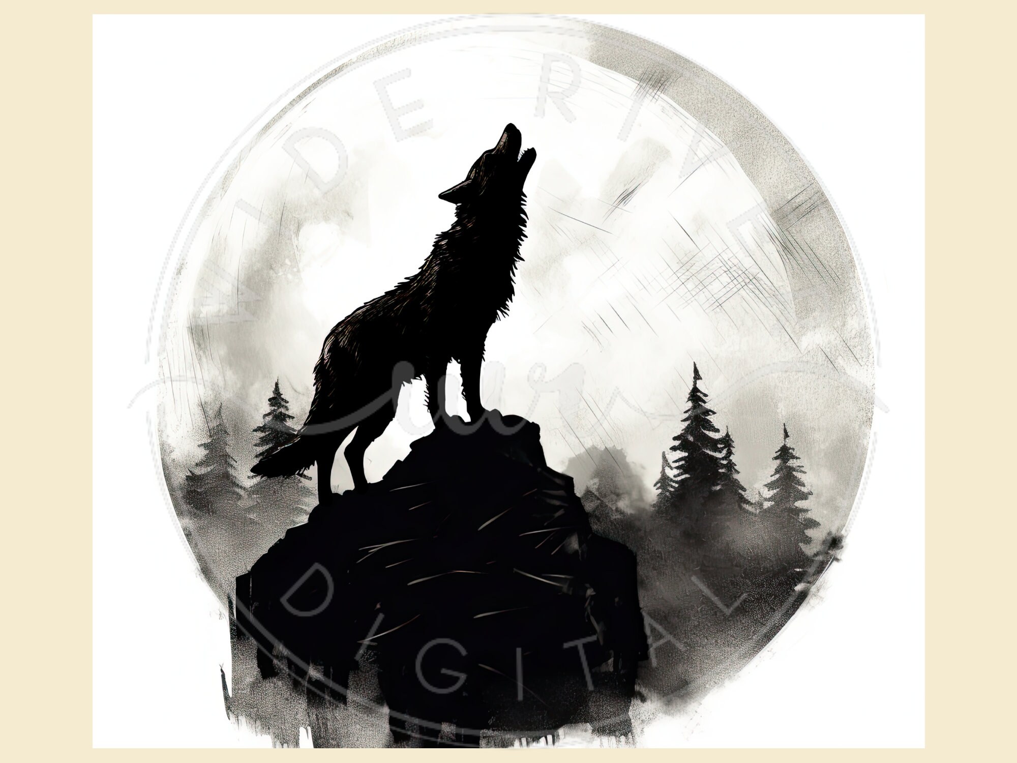 Seamless Wolf Ink Drawing Tumbler Wrap, Instant Digital Download, 300 ...
