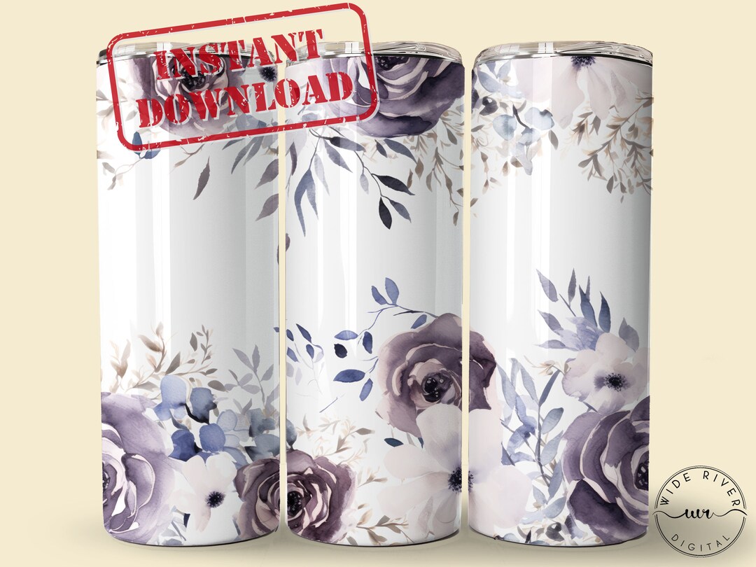 Seamless Dusty Blue Tumbler Wrap, Instant Digital Download, 300 DPI PNG ...