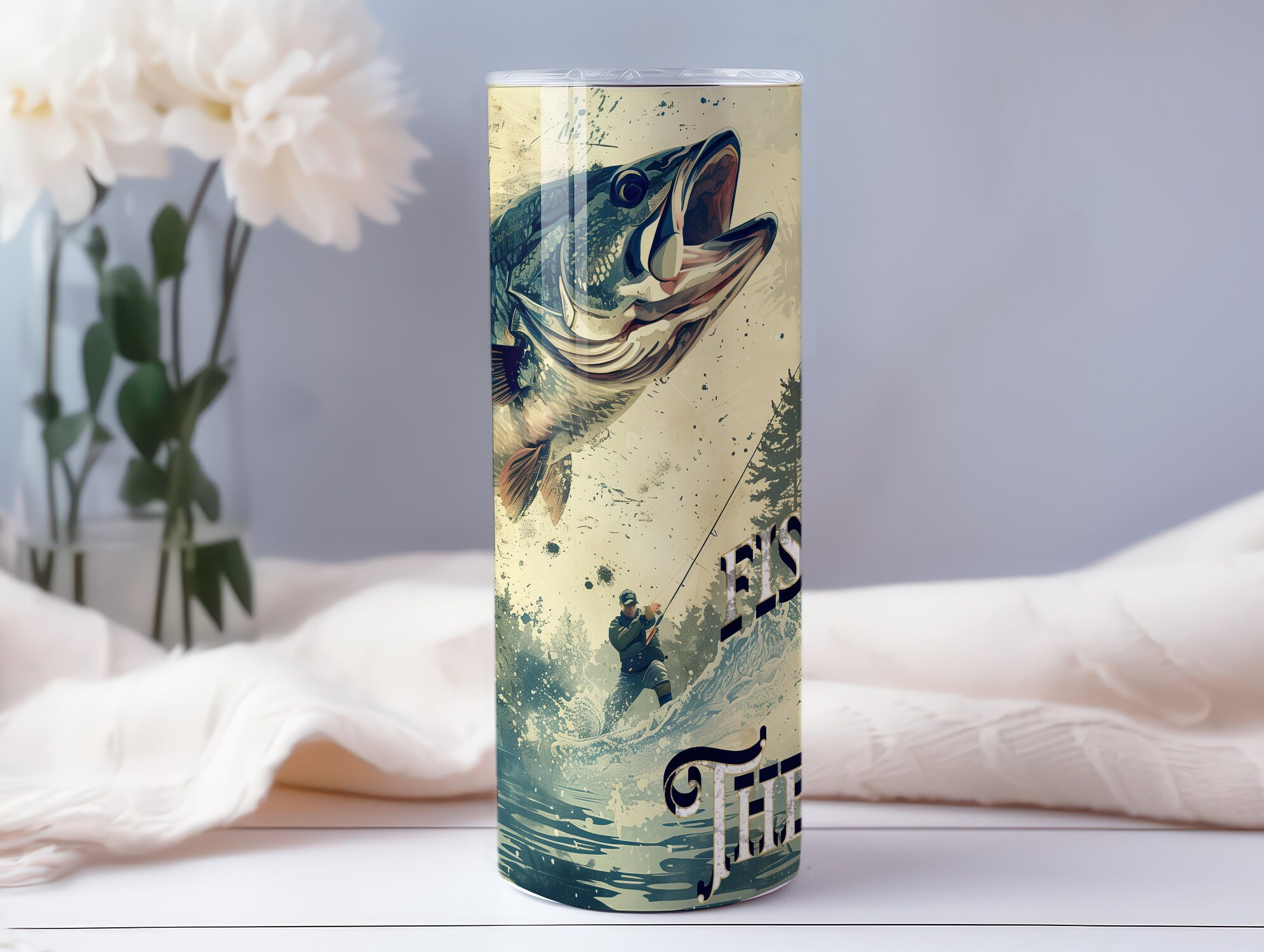 Seamless Jumping Bass Fish Tumbler Wrap, Instant Digital Download, 300 ...