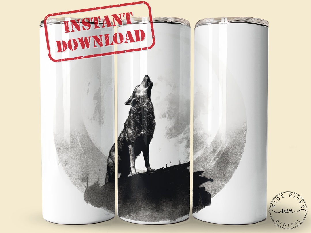 Seamless Wolf Ink Drawing Tumbler Wrap, Instant Digital Download, 300 ...