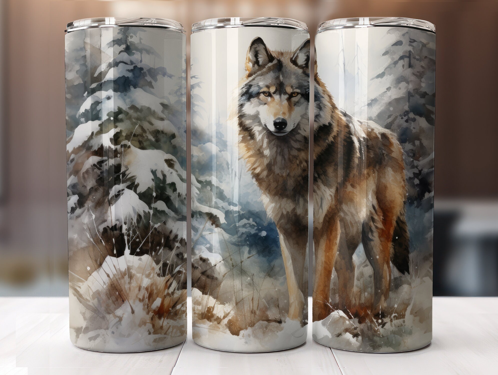 Seamless Watercolor Wolf Tumbler Wrap, Instant Digital Download, 300 ...