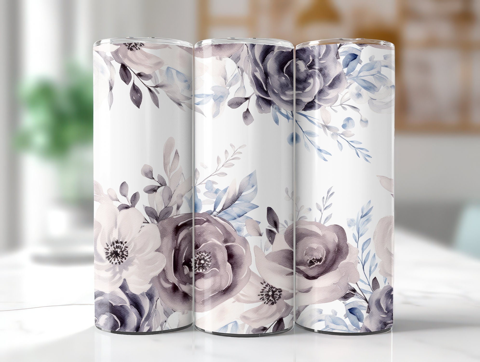 Seamless Dusty Blue Tumbler Wrap, Instant Digital Download, 300 DPI PNG ...