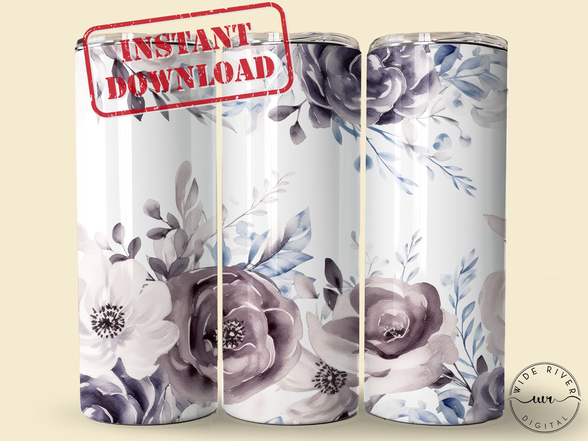 Seamless Dusty Blue Tumbler Wrap, Instant Digital Download, 300 DPI PNG ...