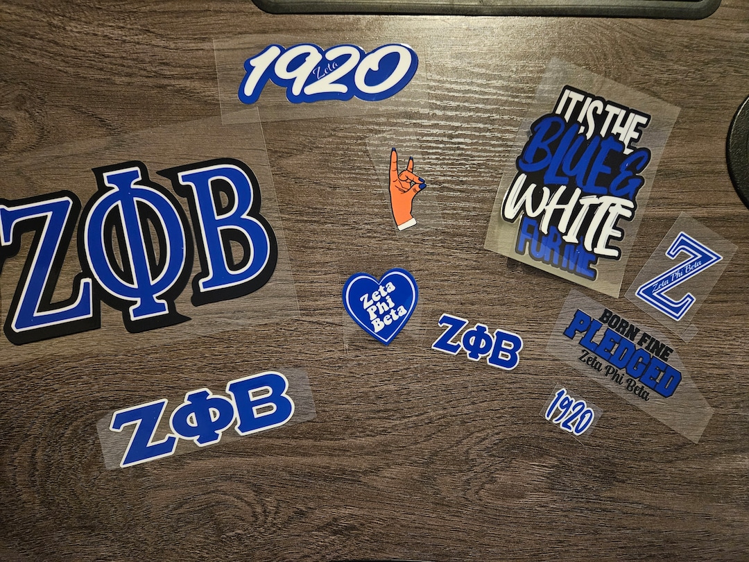 Sorority Decals Finer Womanhood Zphib blue and White zeta UVDTF Decal ...