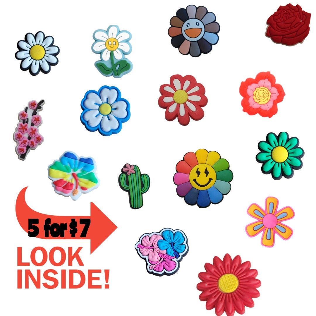 5 Flower Shoe Pins Choose 5 Rose Shoe Charms lily Shoe Pins yellow ...