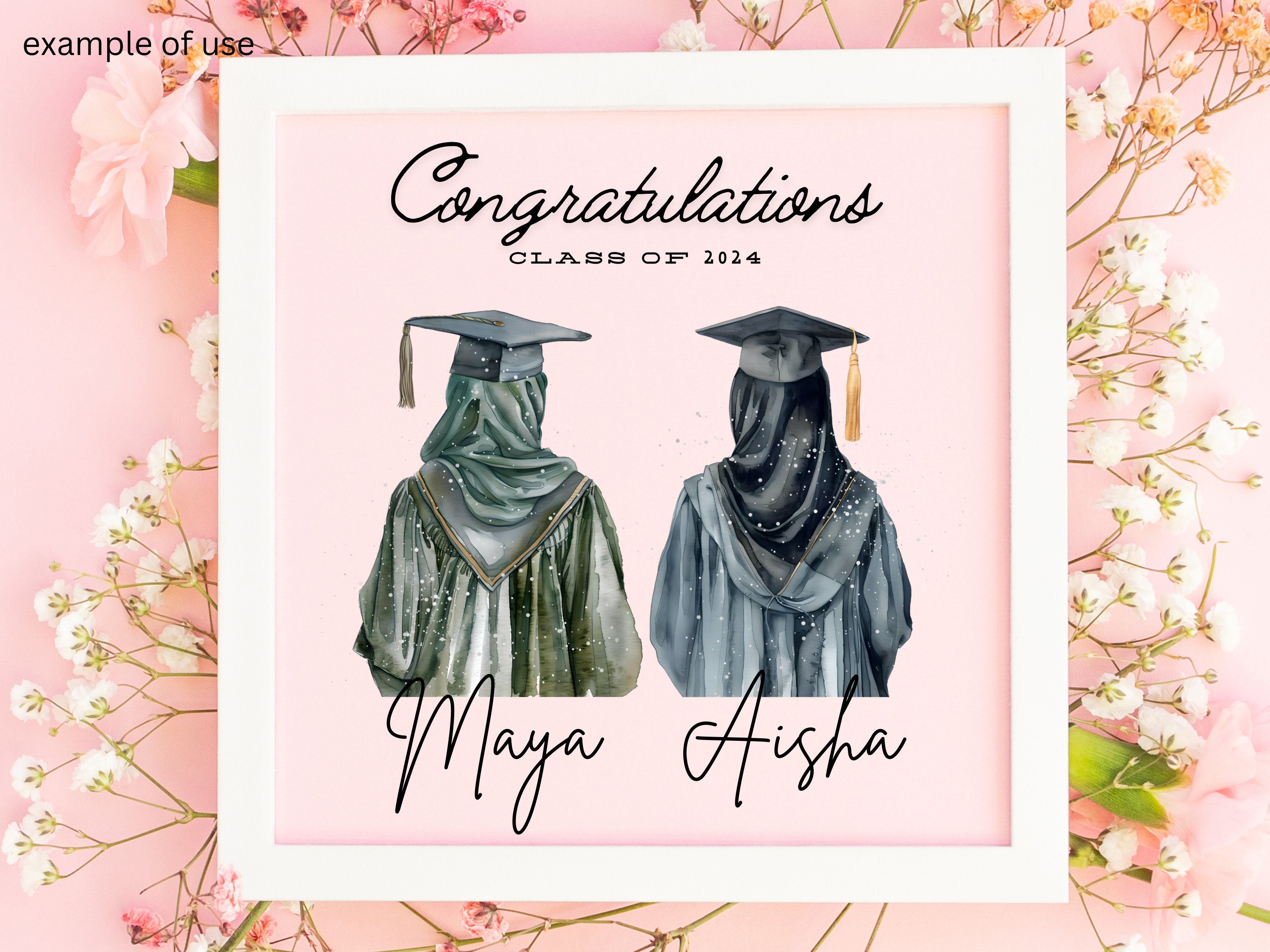 Hijabi Graduation 3 Digital Illustrations | Islamic Clipart | Graduated ...