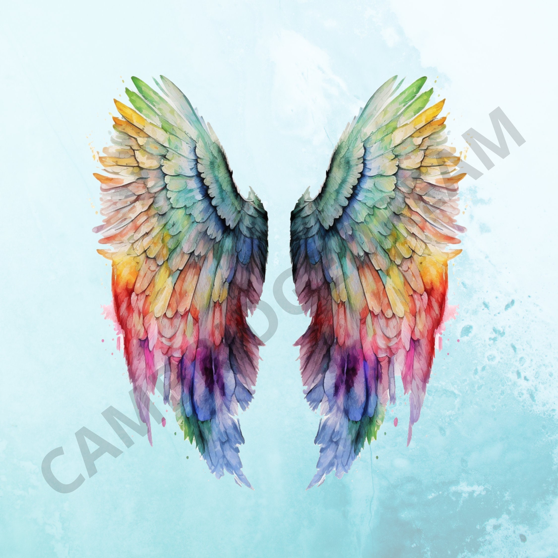 20 Angel Wings Watercolor Clipart Png, Angel Wings Сlip Art, Cute Angel ...