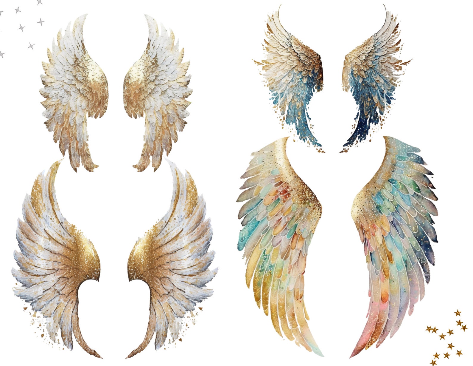 13 Glittery Angel Wings Watercolor Clipart Png, Angel Wings Сlip Art ...