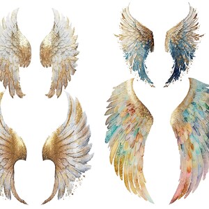 13 Glittery Angel Wings Watercolor Clipart Png, Angel Wings Сlip Art ...