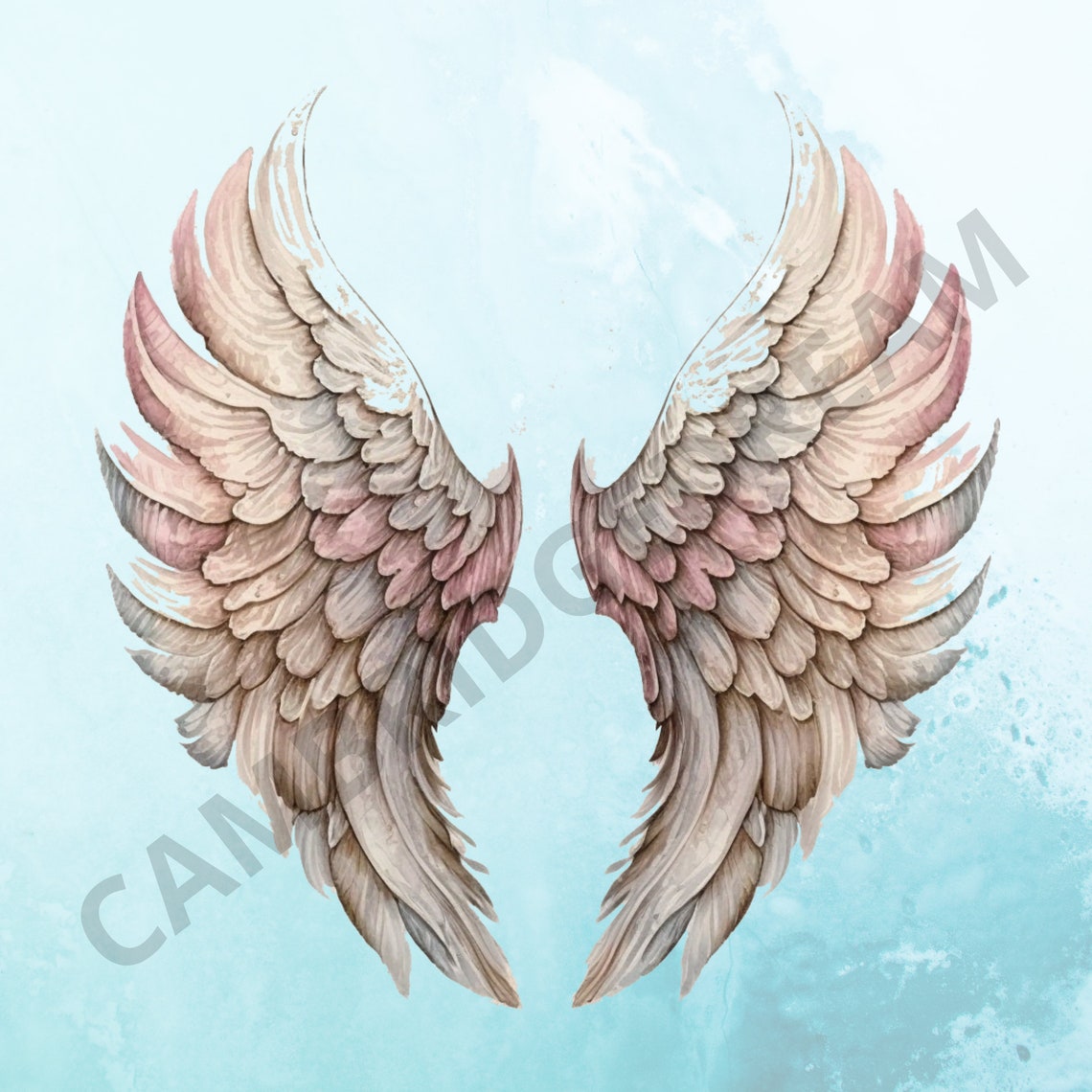 20 Angel Wings Watercolor Clipart Png, Angel Wings Сlip Art, Cute Angel ...