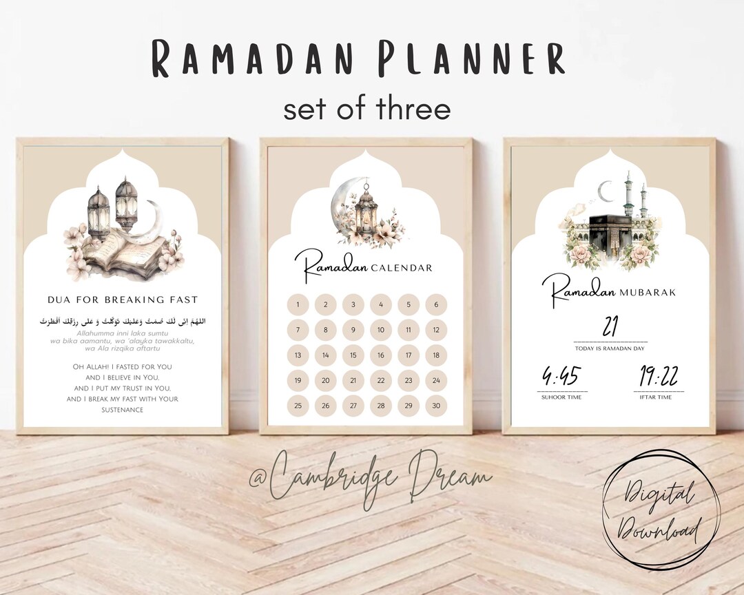 Set of 3 Printable Ramadan Planner Files, Suhoor & Iftar Time, Ramadan ...