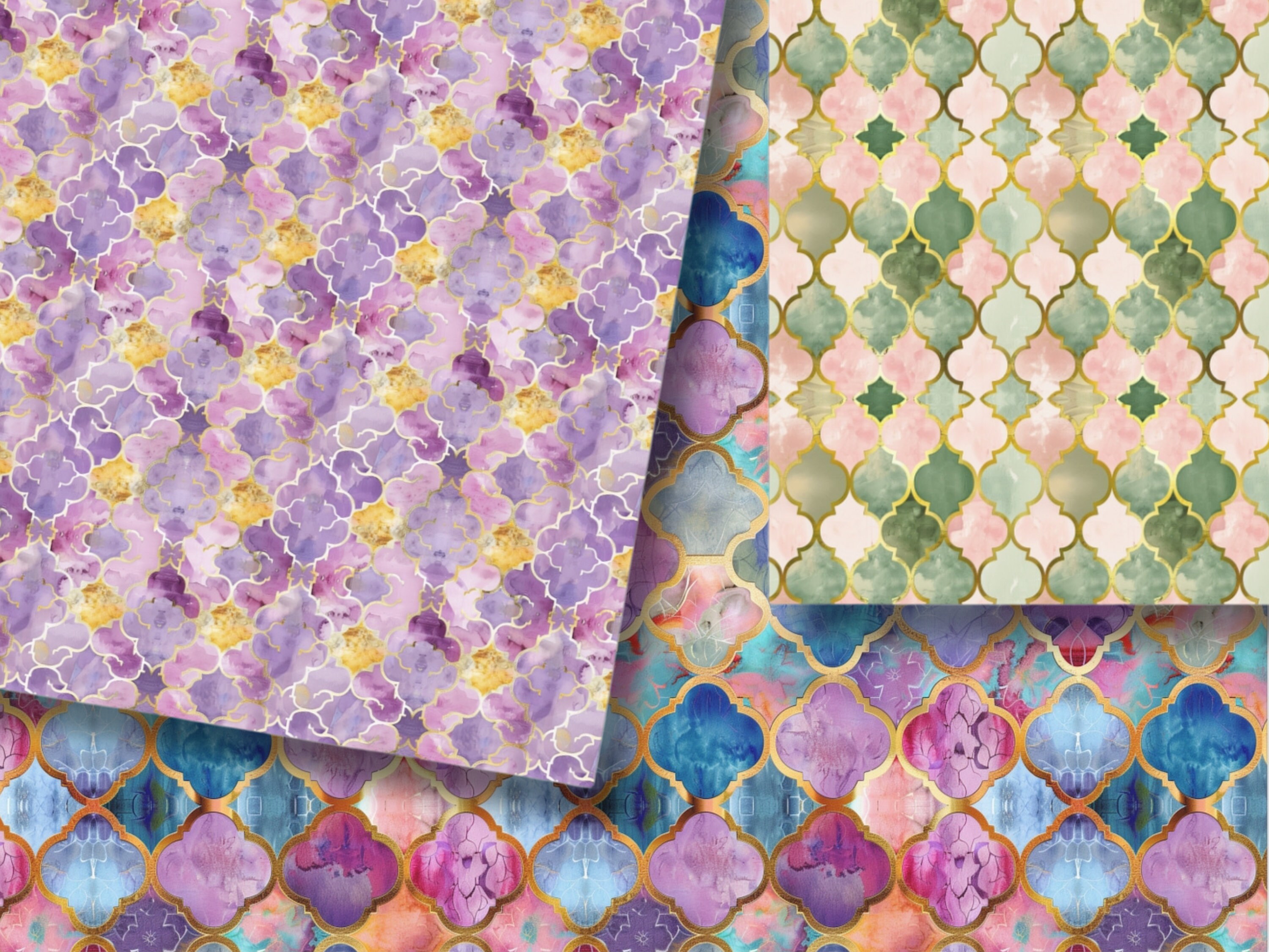 Seamless Islamic Pastel Patterns | Watercolour Digital Paper Pack ...