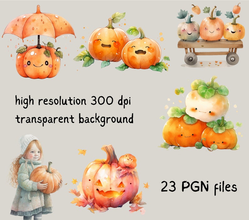 23 Watercolor Orange Pumpkin Cliparts, High Quality Transparent PNG ...