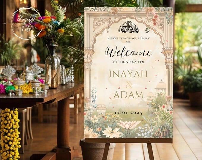 Muslim Wedding Welcome Sign - Islamic Wedding Welcome Sign Digital ...