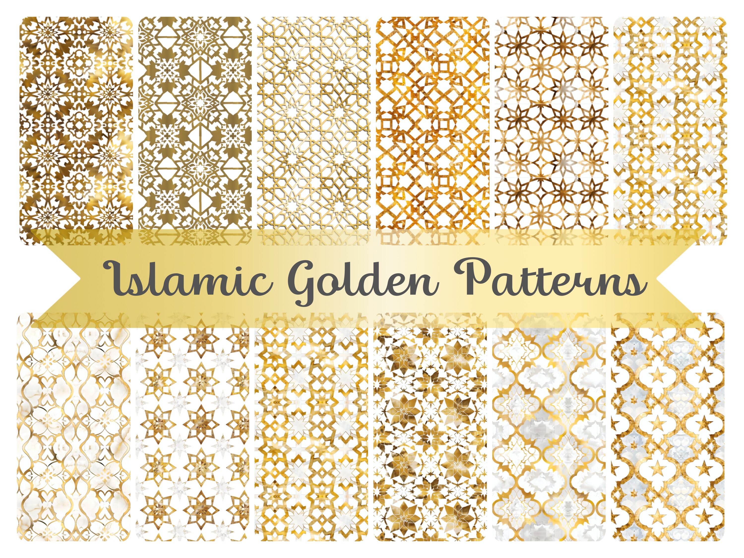 Ramadan and Eid | Seamless Gold Patterns | Gold Digital Paper Pack ...