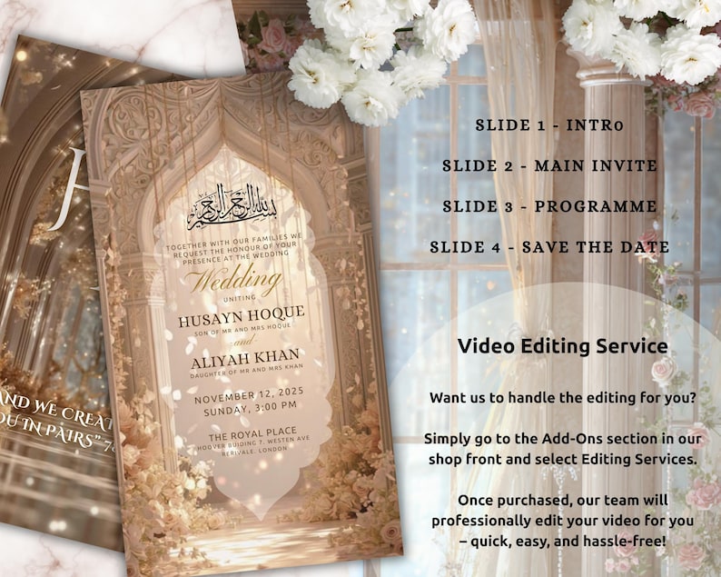 Editable Nikkah Invitation Video | Canva Islamic Wedding Mobile ...
