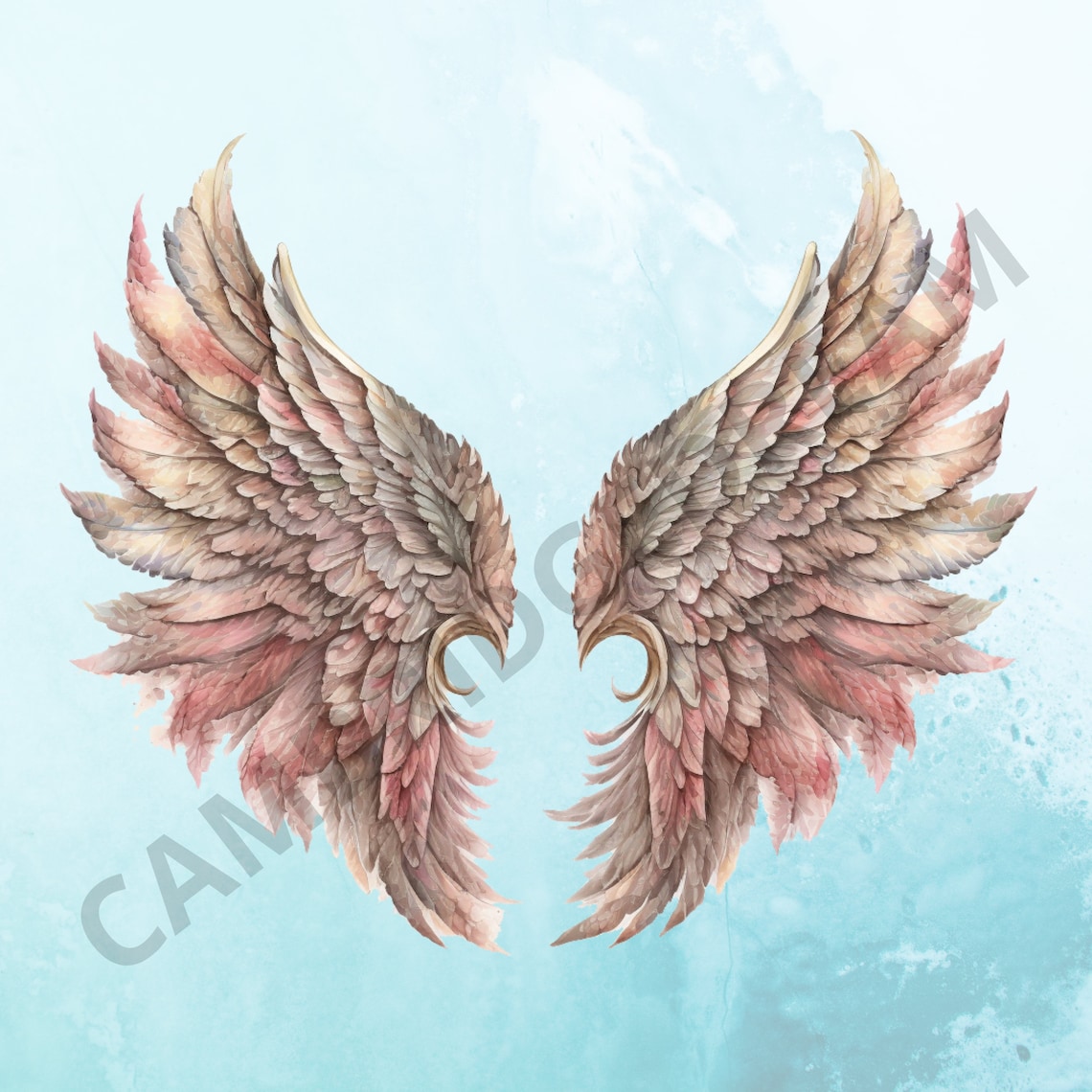 20 Angel Wings Watercolor Clipart Png, Angel Wings Сlip Art, Cute Angel ...