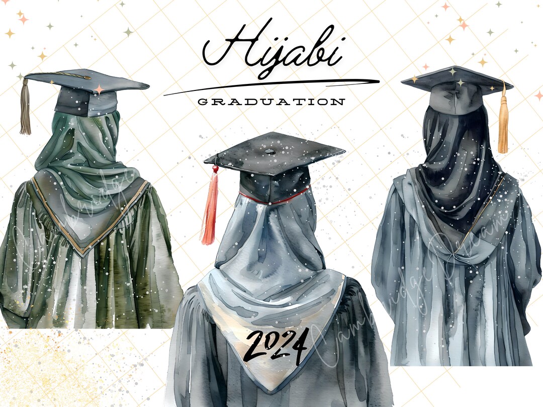 Hijabi Graduation 3 Digital Illustrations | Islamic Clipart | Graduated ...