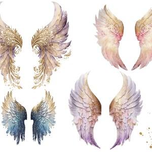 13 Glittery Angel Wings Watercolor Clipart Png, Angel Wings Сlip Art ...
