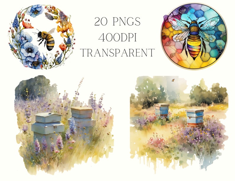 20 Watercolour Honey Bee Clipart - Etsy