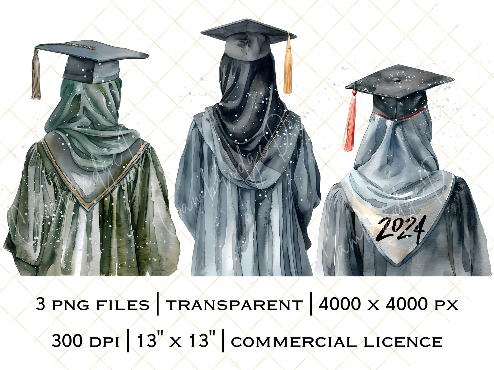 Hijabi Graduation 3 Digital Illustrations | Islamic Clipart | Graduated ...