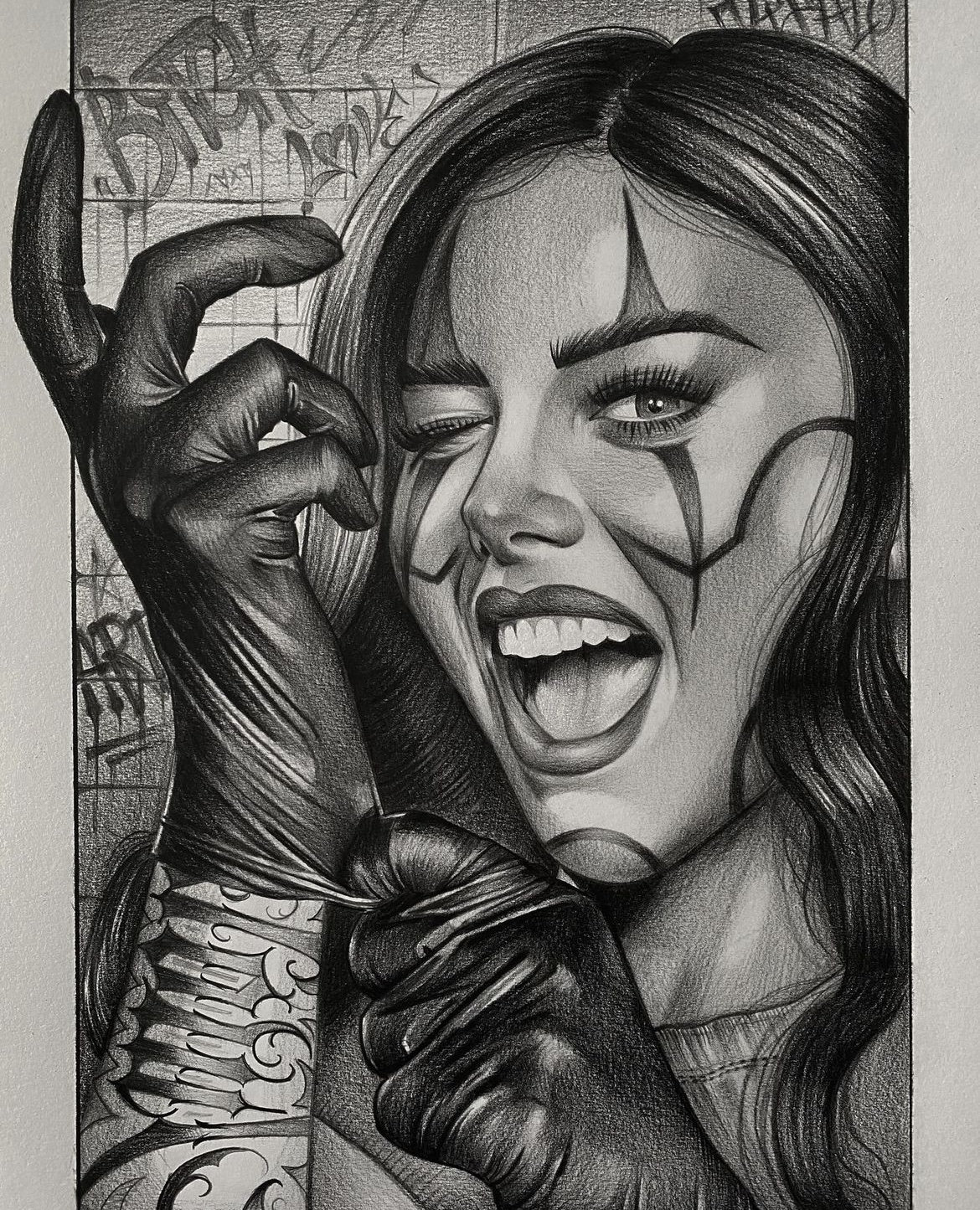 Payasa Chicano Tattoo Size A3 High Quality Print Of Hand Drawn Pencil