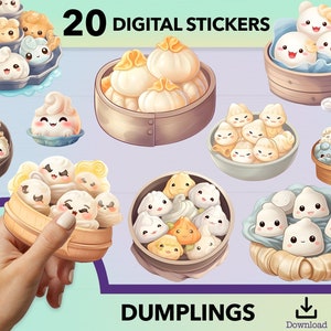 Dumpling PNG, Dumpling PNG Sticker, Sticker Bundle, Printable Sticker ...