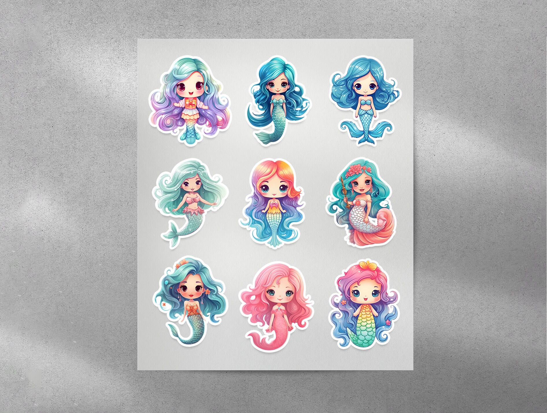 Mermaid PNG Sticker, Kawaii Sticker, Cute Mermaid Sticker, Mermaid Clip ...
