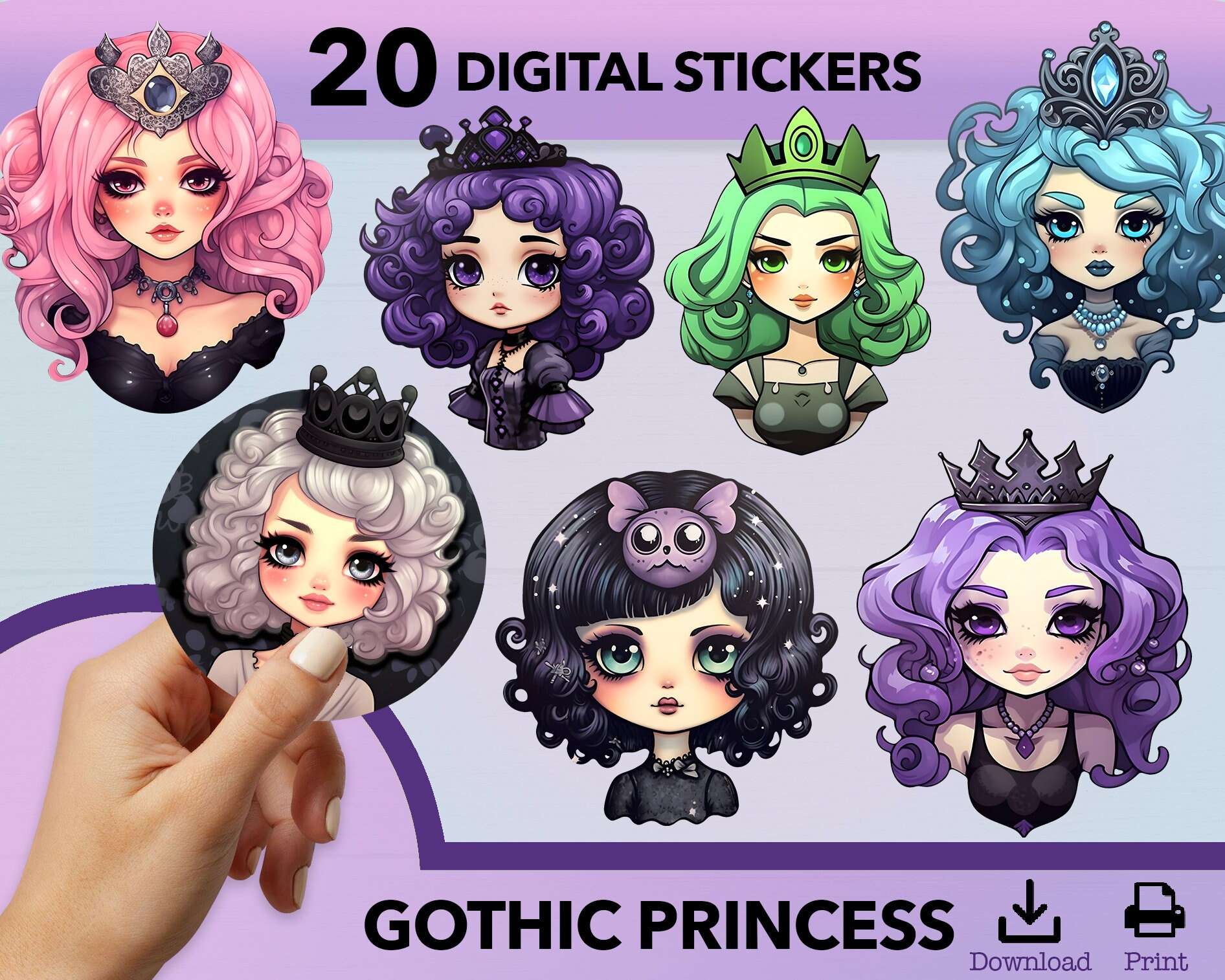 Gothic Princess PNG Sticker, Kawaii Goth Sticker, Goth Princess Clip ...