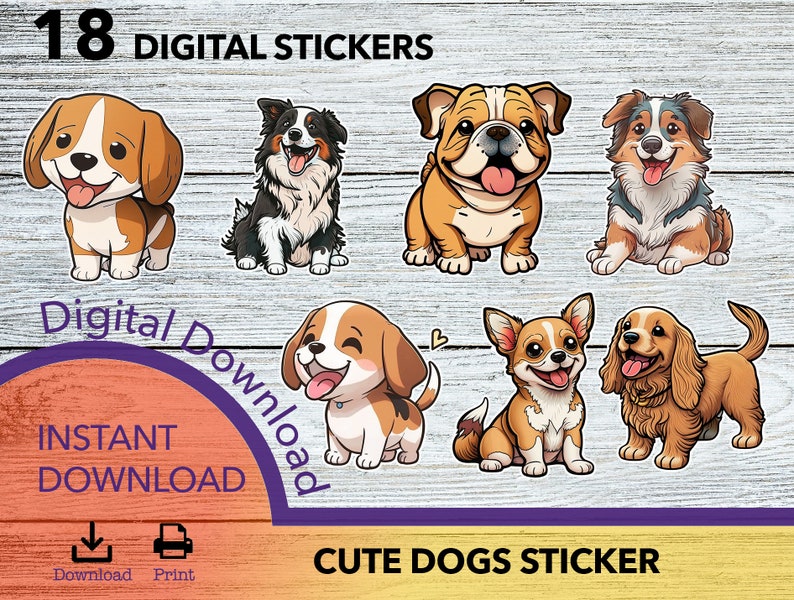 Dog Breeds PNG Cute Stickers Sticker Png Bundle Printable - Etsy