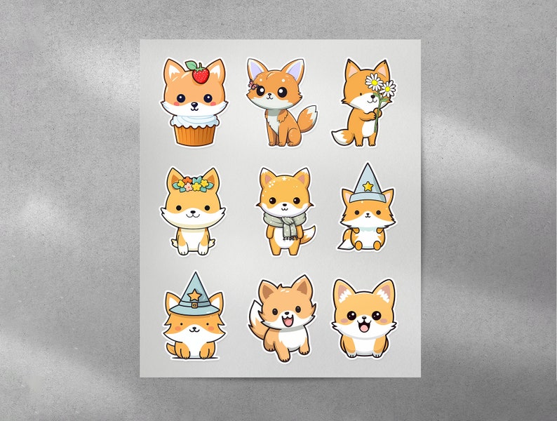 Fox PNG, Fox PNG Sticker, Sticker Bundle, Printable Sticker, Fox ...