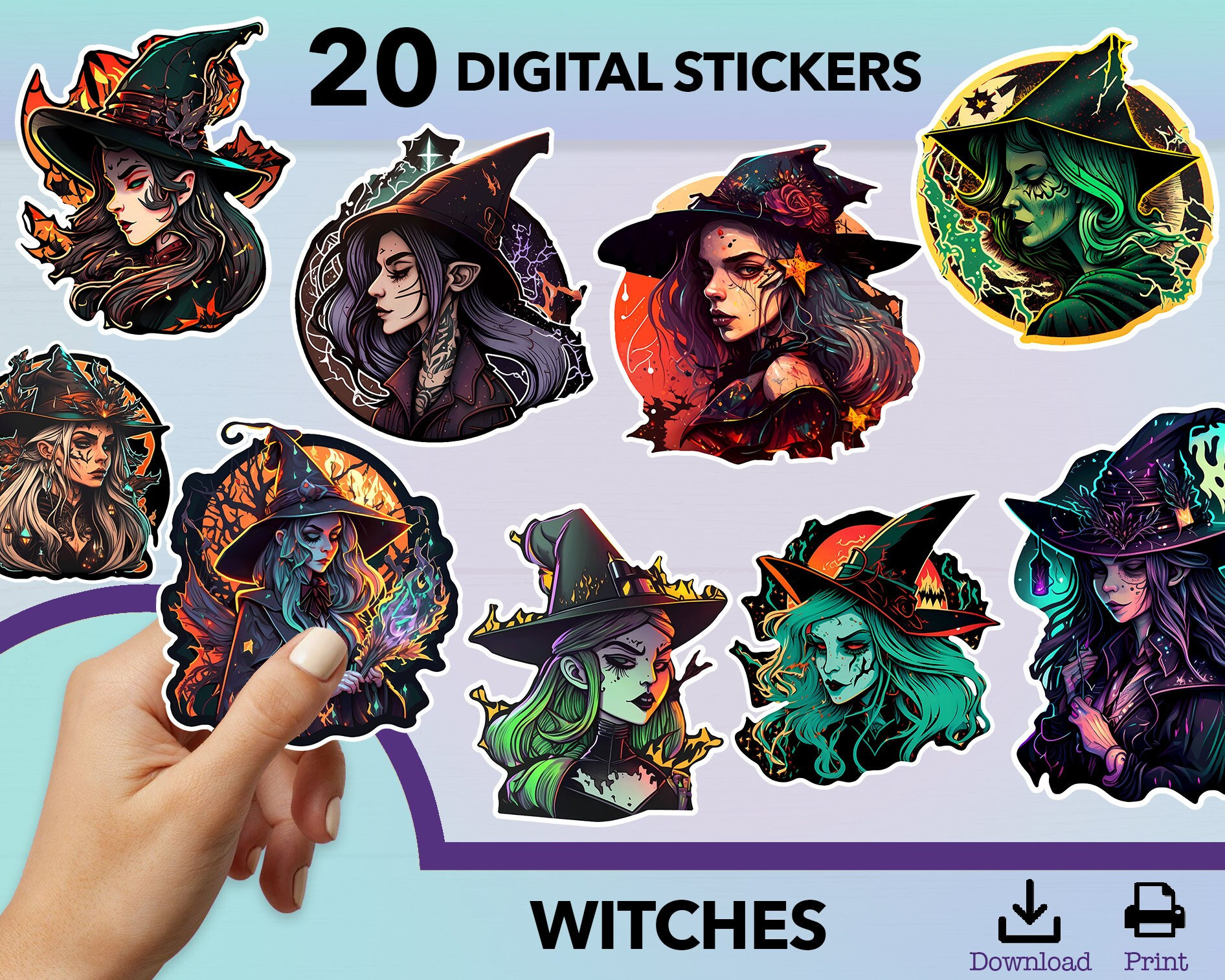 Witch PNG Sticker Witch Clipart Sticker Png Bundle - Etsy