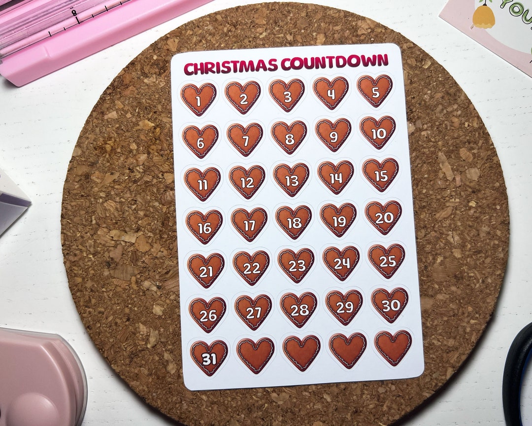 Christmas Countdown Sticker Christmas Cookie Planner Sticker - Etsy