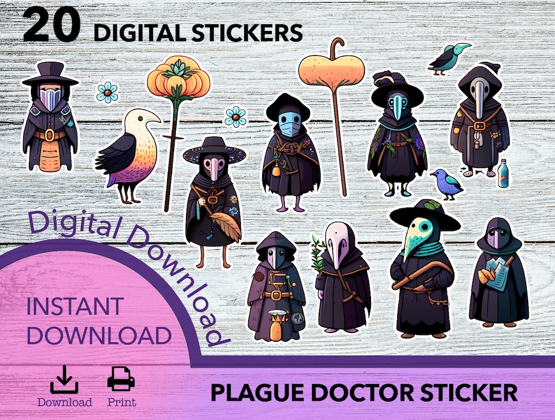 Plague Doctor PNG stickers sticker png bundle printable - Etsy México